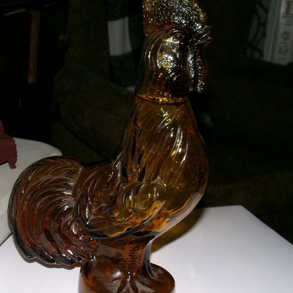None | Accents | Vintage Amber Glass Bottle Rooster | Poshmark